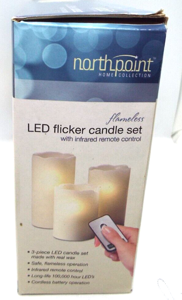 Northpoint Flameless Led Flicker Candle Set of 3 W/Infrared Remote ...