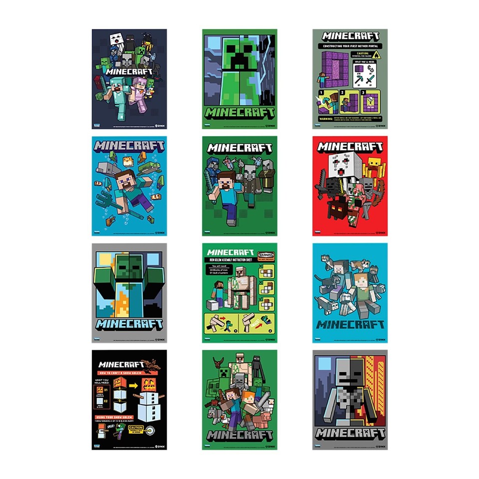 Trends Posters 12 Minecraft 8.5x11 Posters, New & Sealed | eBay