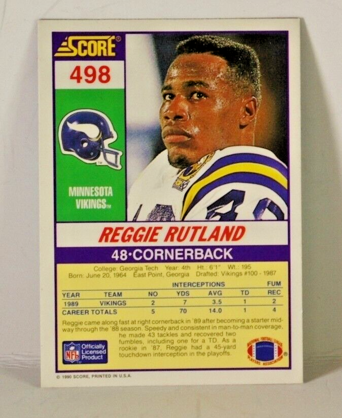 1990 Score Football Card # 498 Reggie Rutland Vikings-CB | eBay