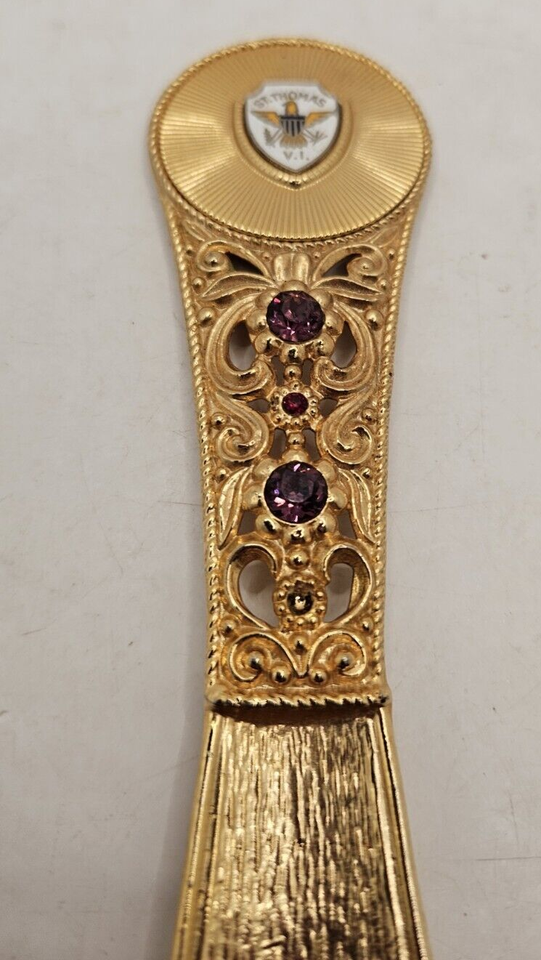SHOE HORN Souvenir St. Thomas Virgin Island gold color faux jewels ...