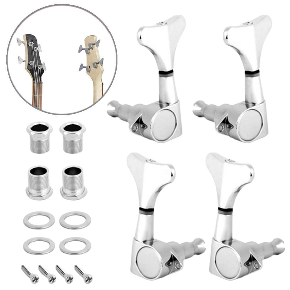 2R2L 4 String Bass Tuning Pegs Tuner Sealed Machine Heads Set Chrome ...