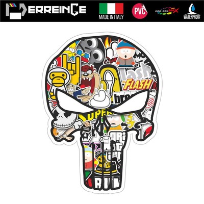 Sticker Bomb SKULL Adhesive Decal Vynil Scooter Auto Motor Car Bike ...
