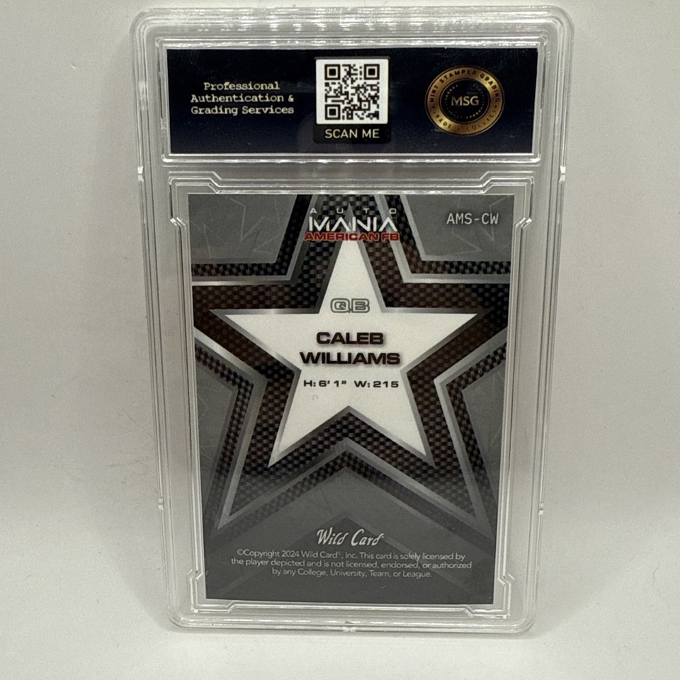 2024 Wild Card Auto Mania Caleb Williams #AMS-CW USA Flag RC /10 Graded ...