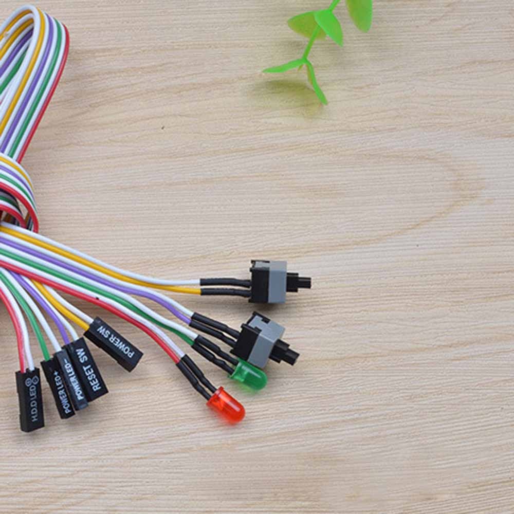 ATX PC Compute Motherboard Power Cable 2 Switch On/Off/Reset w/LED ...