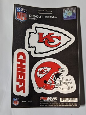 Kansas City Chiefs 3-Pack Die-cut Decals Stickers Sheet Measures 5" x 7 ...