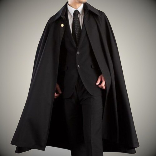 Men's Cardigan Hooded Cloak Cape Coat, Men's Long Cape | eBay