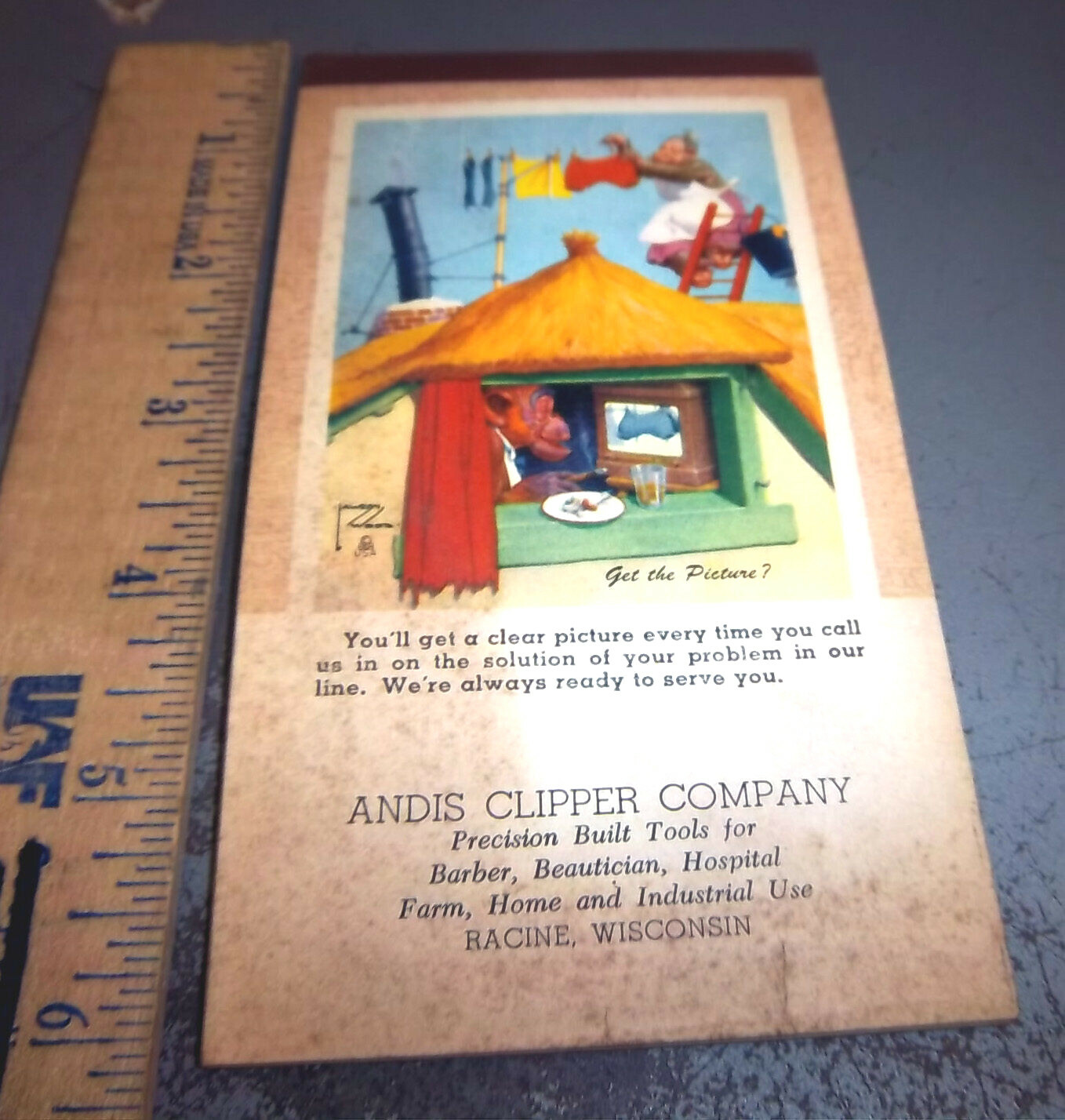 vintage 1958 calendar booklet Andis Clipper co Racine Wisc, "get the ...
