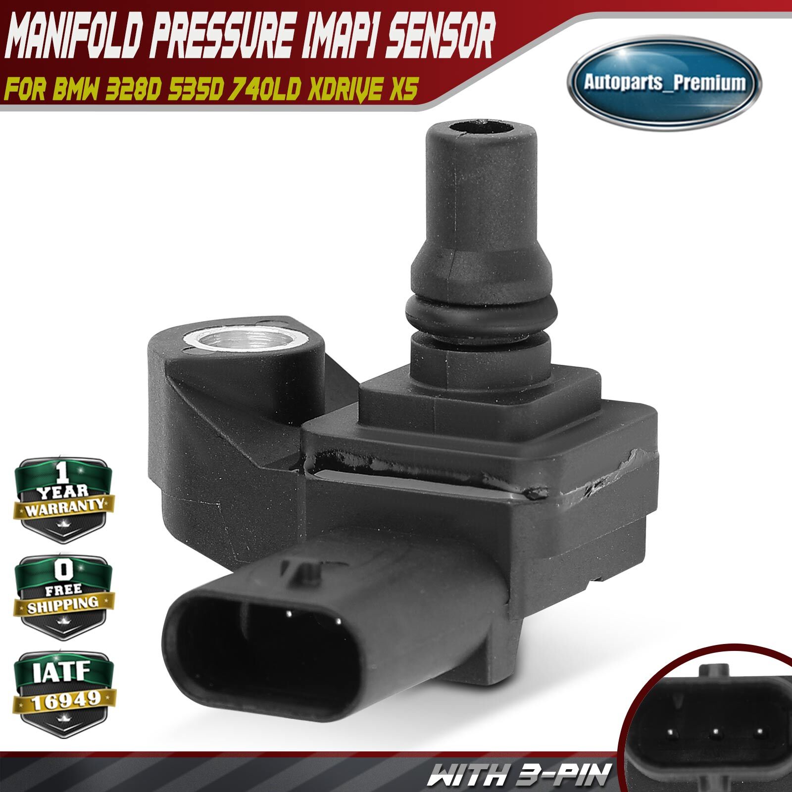 Manifold Pressure (MAP) Sensor for BMW F30 328d F10 535d F01 740Ld ...