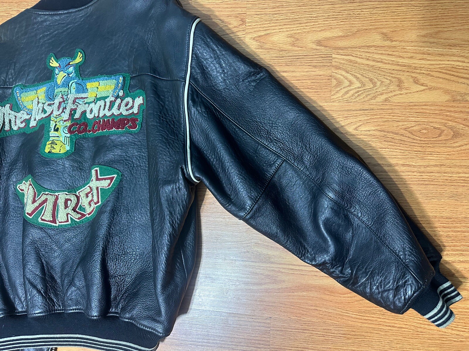 Avirex leather Varsity jacket Alaska Last Frontier Indian Totem Pole ...