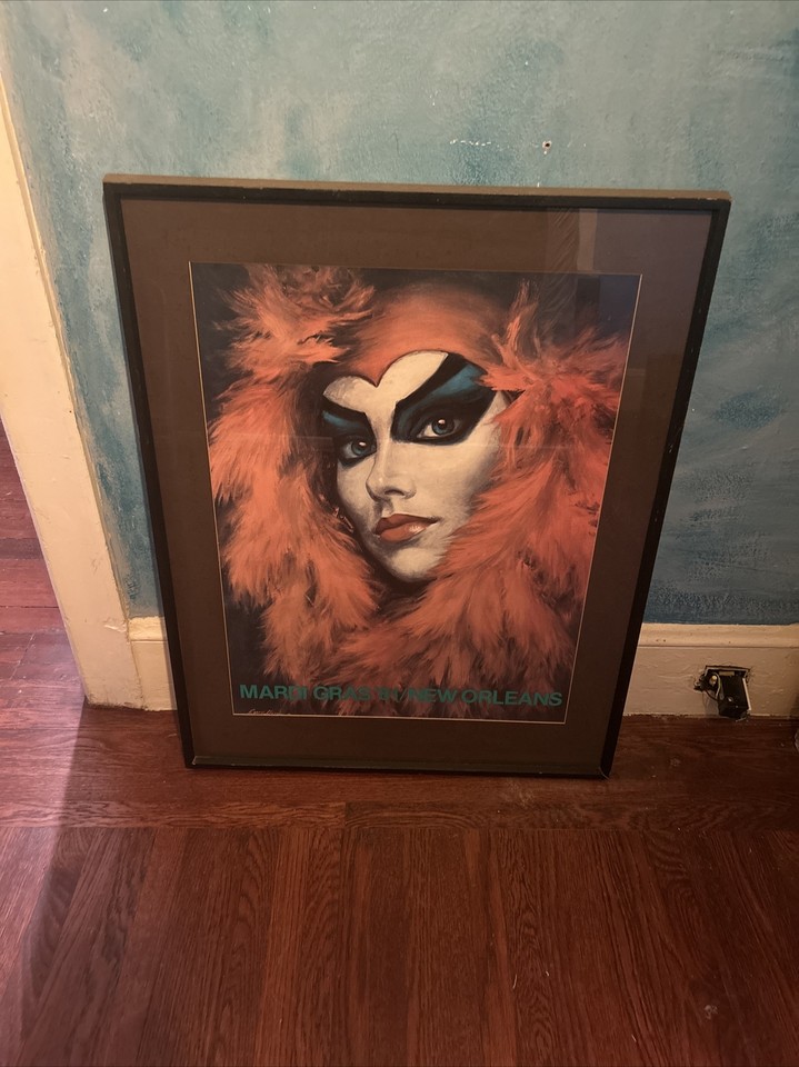 Rare 1981 Signed Framed Larry Harris Mardi Gras Poster | eBay