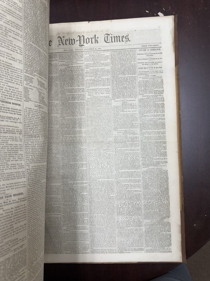 VERY RARE Civil War New York Times BOUND Vol July-Dec 1861 LOADED | eBay