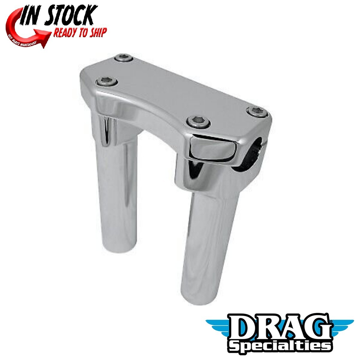 Drag Specialties 0602-0592 Chrome 6" Handlebar Riser Top Clamp Kit for ...