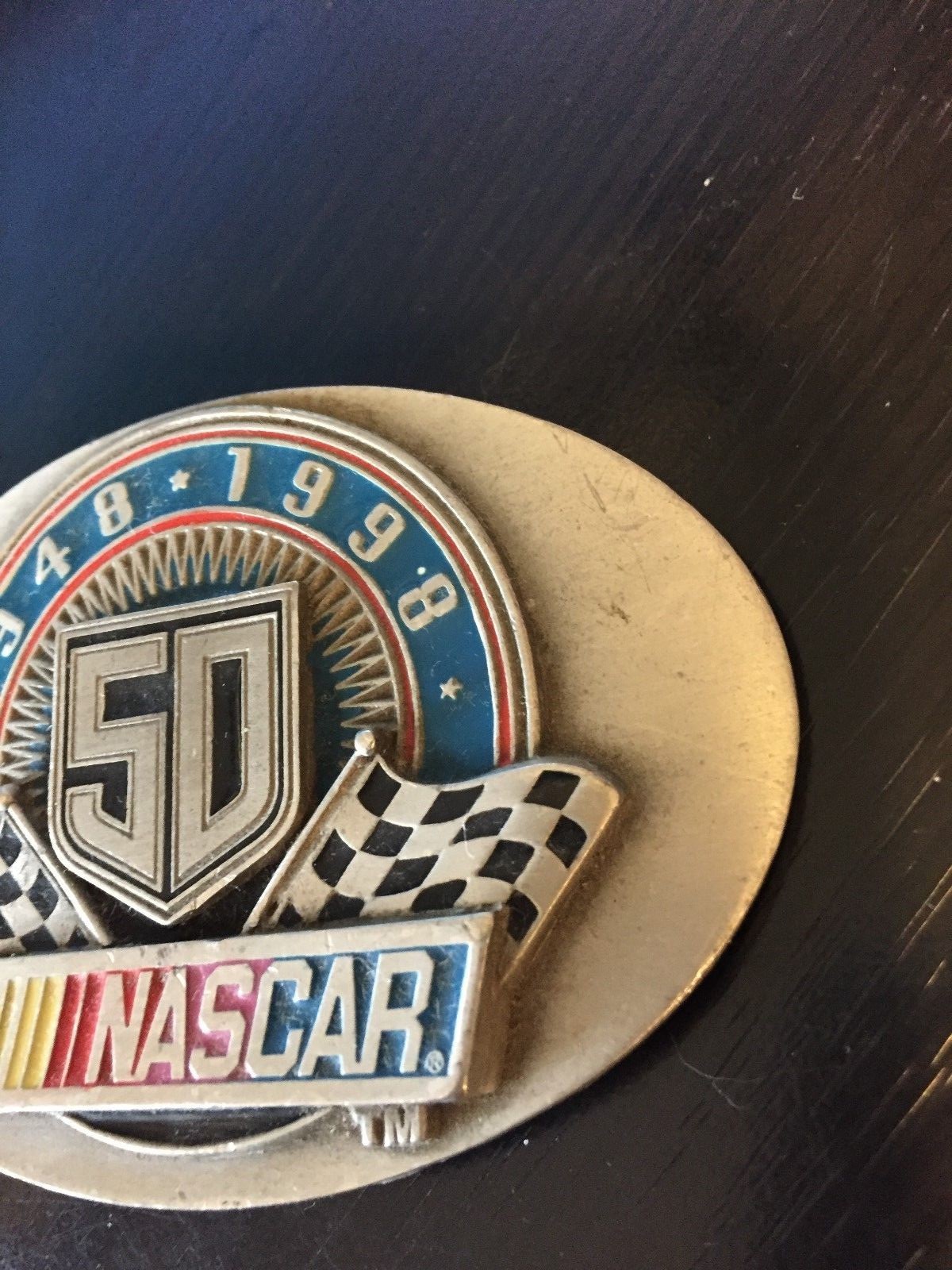 NASCAR Belt Buckle 50 1948 1998 Solid Fine Pewter Numbered Great Amer ...