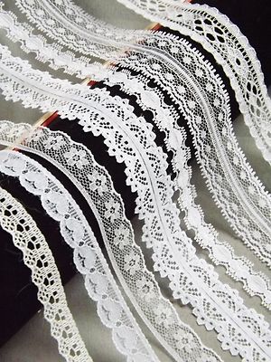 NARROW 10-20mm LACE RIBBON TRIM White Bridal Shabby Chic Cards Sewing ...