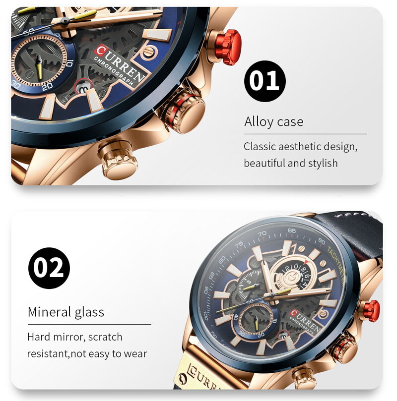 Male Wrist Analog Business Time Date Elegant Quartz Sub-dials Big Dial ...