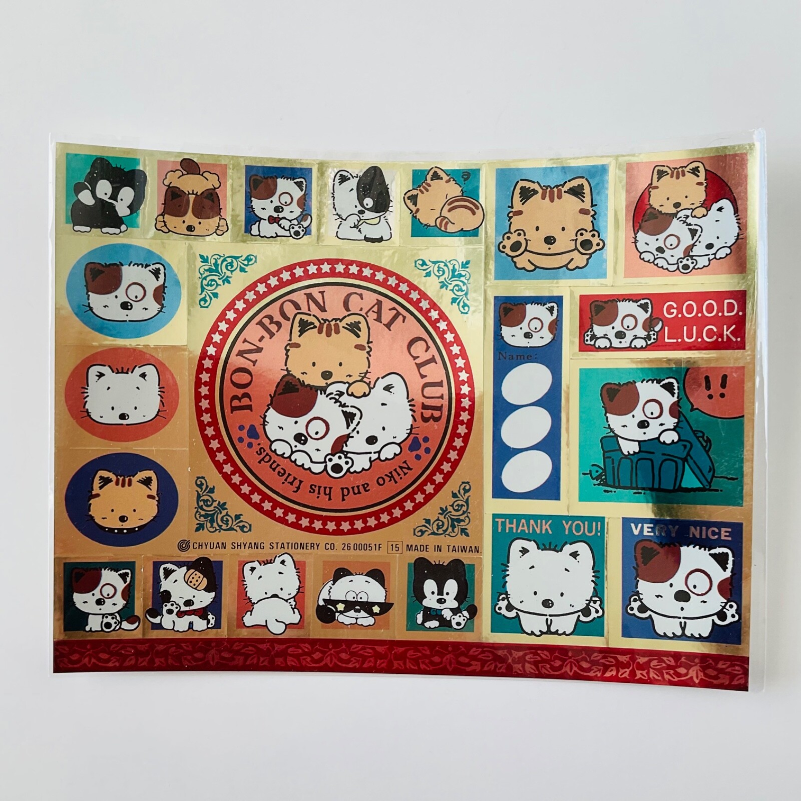 Bon Bon Cat Club Set of 3 Sticker Sheets Chyuan Shyang Co. Rare Lot ...