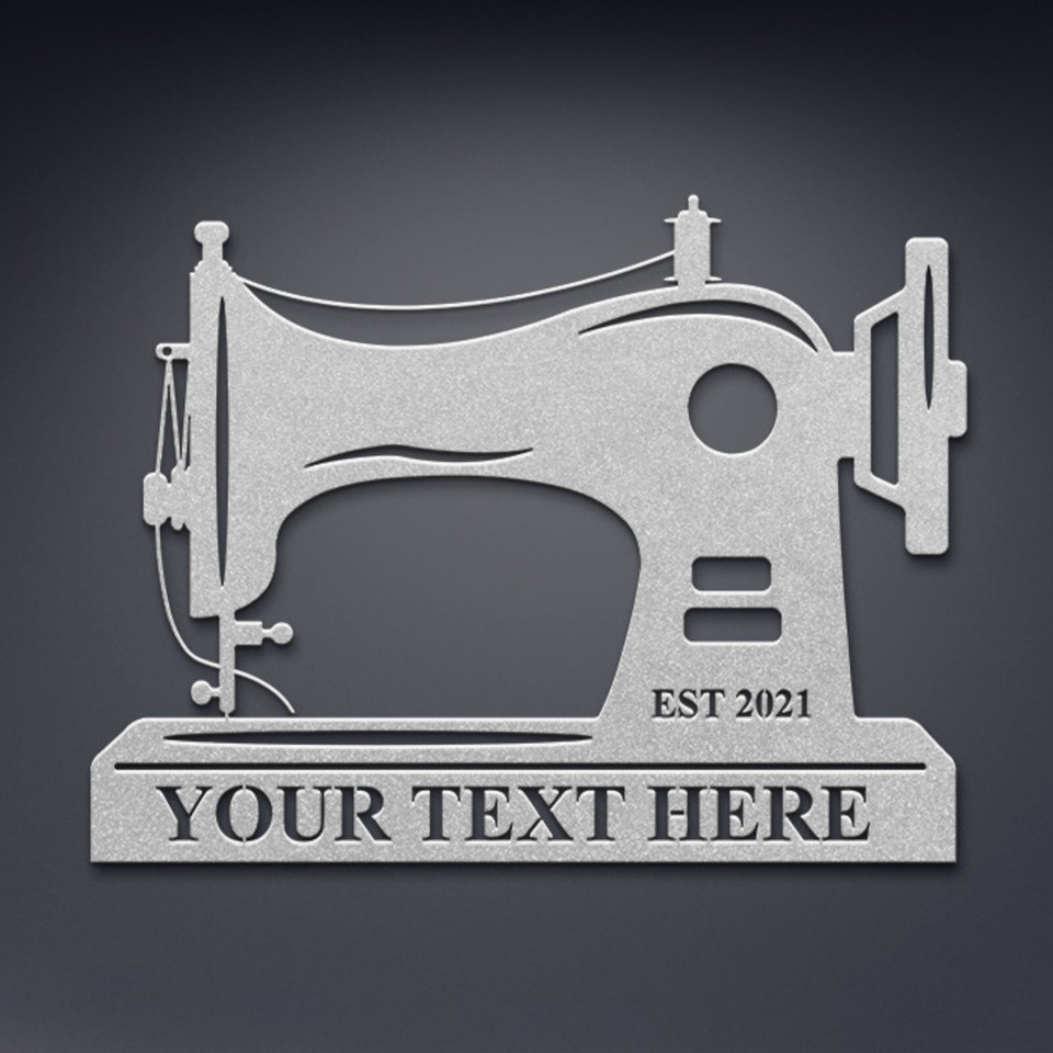 Personalized Vintage Sewing Machine Name Metal Sign. Custom Tailor Wall ...