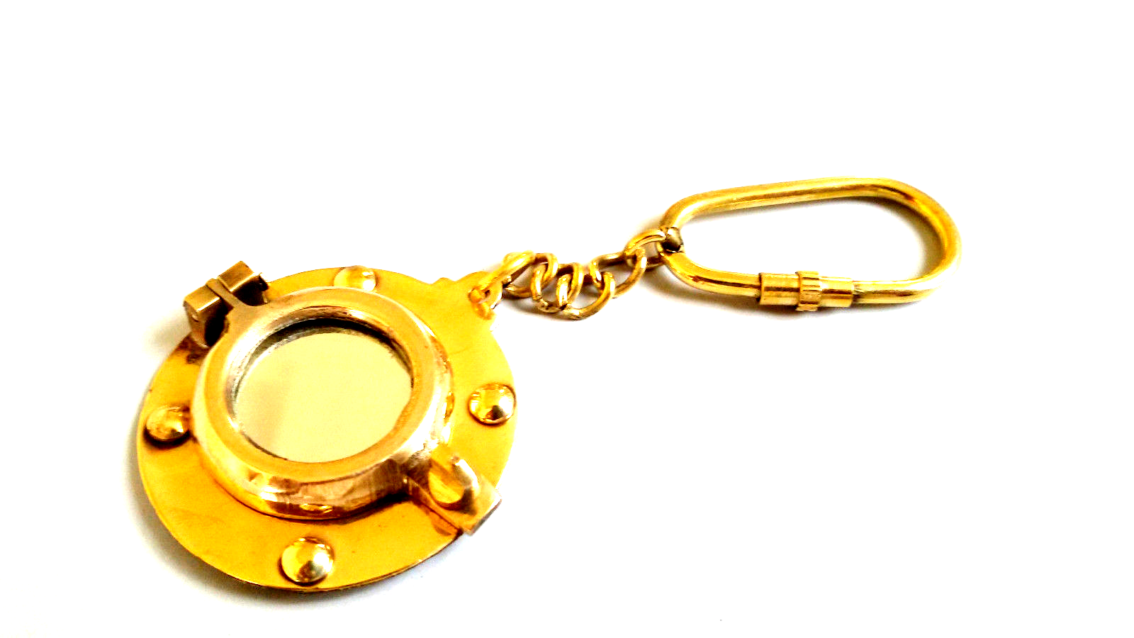 Solid Brass Porthole Mirror Key Chain Nautical Ship Porthole Key Ring ...