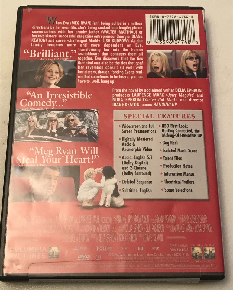 Hanging Up DVD Diane Keaton(DIR) 2000 Widescreen 43396047488| eBay