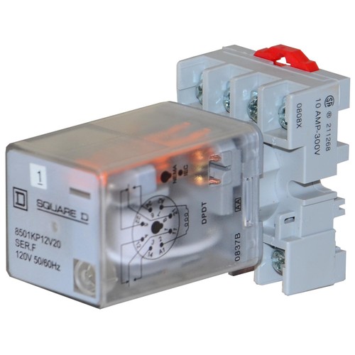 8501KP12V20-F Square D 120V 50/60HZ 8 Pin Relay w/ 8501NR51 10A 300V ...