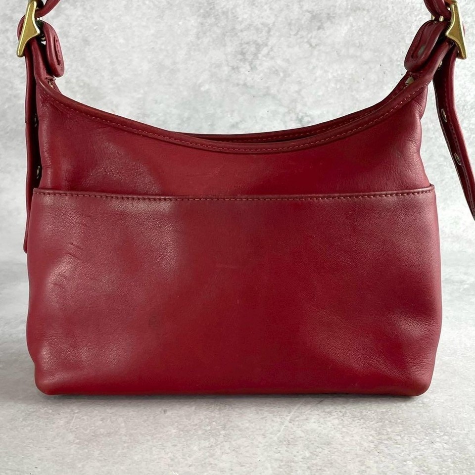 COACH Shoulder Bag Crossbody Leather Red Gold Hardware Simple Elegant ...