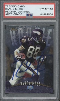 1998 Topps Finest #135 Randy Moss Autograph RC Rookie Gem Mint PSA DNA ...