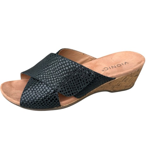 Vionic Leticia Women's Size 9 Black Wedge Orthotic Comfort Cork Heels ...