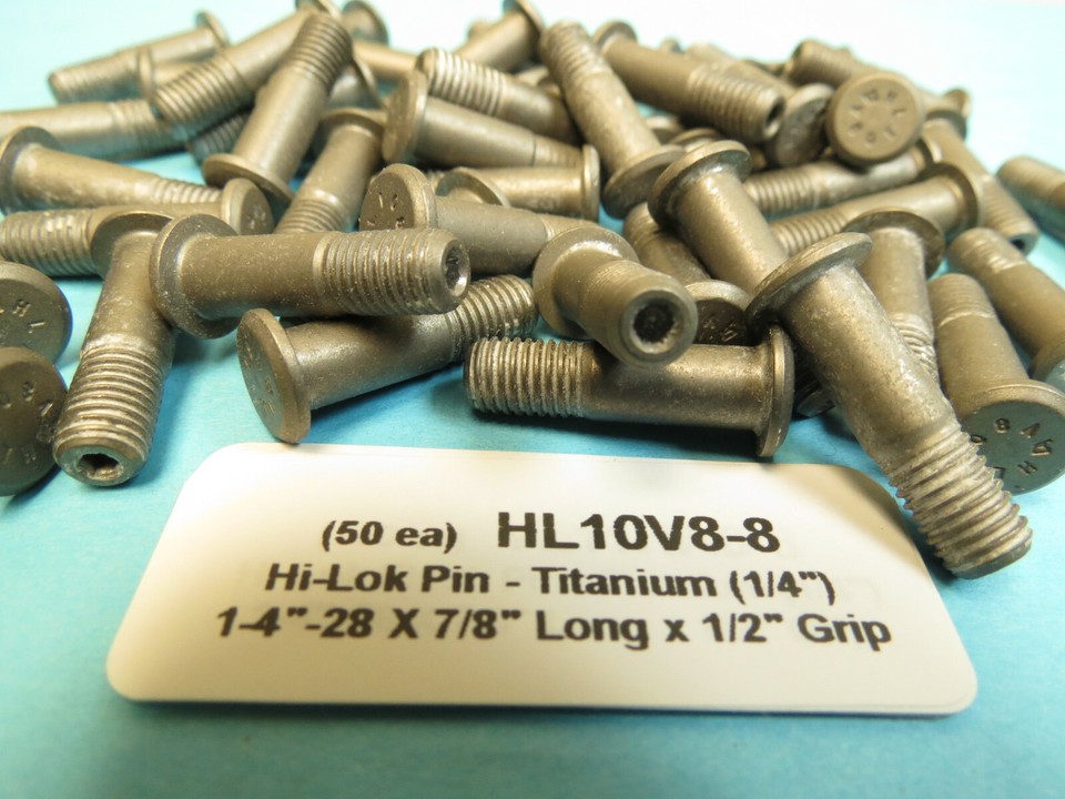 (50) Titanium 1/4”-28 x 7/8” Long Hi-Lok Aerospace Pin Bolt HL10V8-8 | eBay