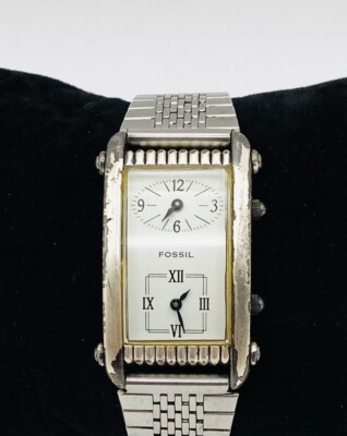 Vintage Fossil 19th Century Style Dual Time Quartz Watch & Casio Band ...
