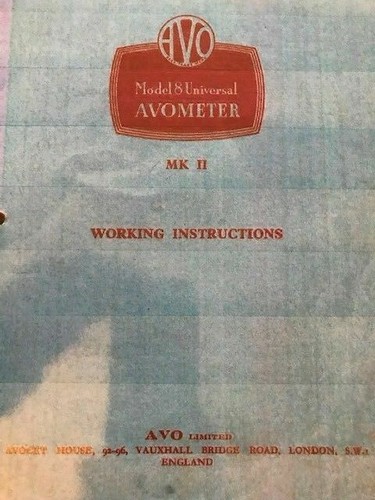 AVO Model 8 MK 11 Universal Avometer 'Working Instructions' Manual | eBay UK
