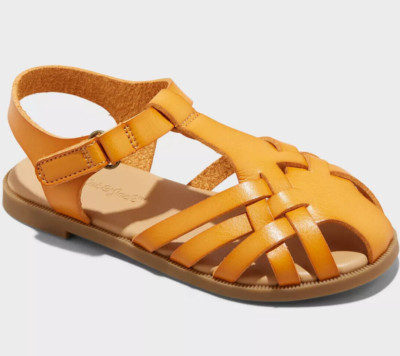 Toddler Girls' Cognac Fisherman Sandals Hook & Loop Strap Summer Casual ...
