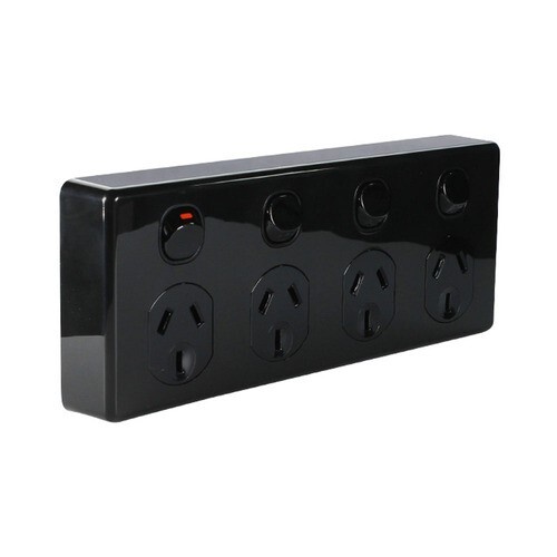 10 Amp Quad Power Point 4 Gang Socket Outlet 10A SAA GPO BLACK | eBay ...