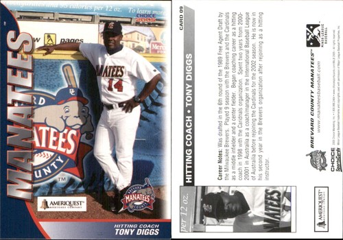 Tony Diggs 2005 Choice Brevard County Manatees #9 RC Card | eBay