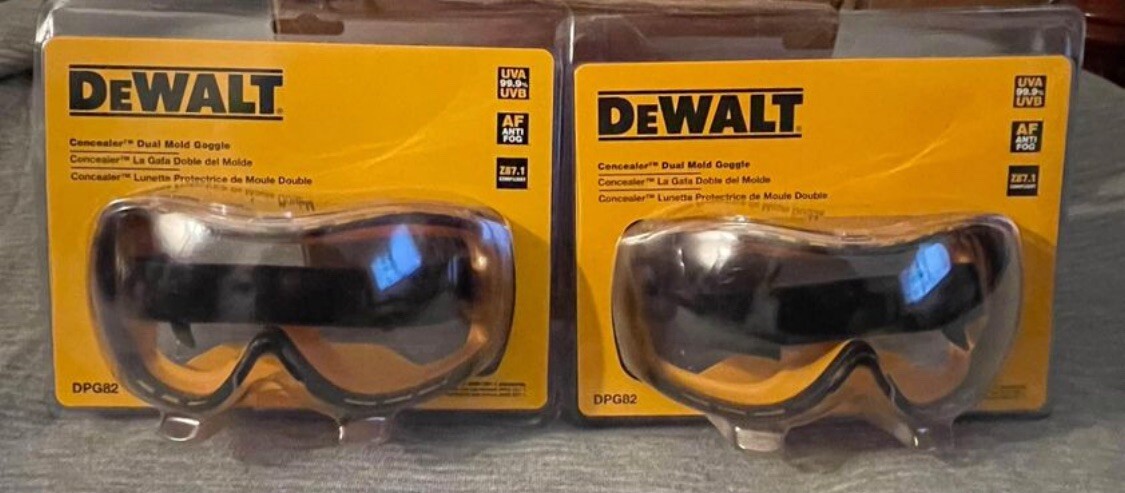 2-PACK DEWALT Safety Goggles Concealer with Clear Anti-Fog Lens DPG82 ...