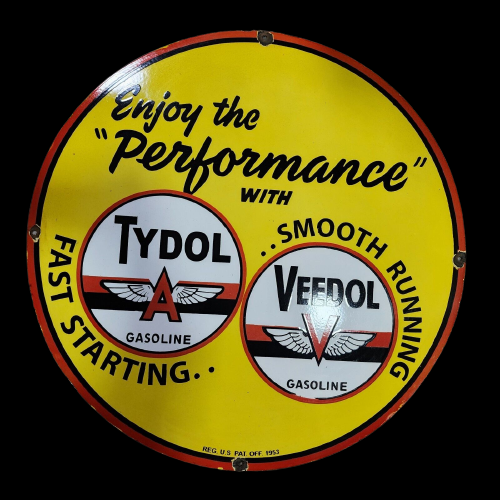 TYDOL VEEDOL PORCELAIN ENAMEL SIGN 30 INCHES ROUND | eBay