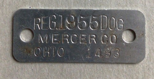 1955 Mercer County Ohio Dog License Tag number 1493 | eBay