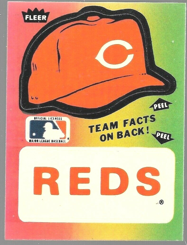 1983 Fleer Stickers Cincinnati Reds Insert Cap & Logo Away Statistics ...