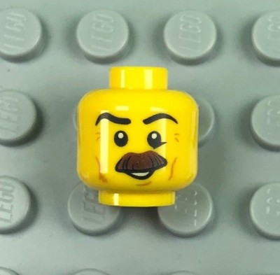 LEGO Male Minifig Head Bushy Moustache Black Eyebrows Smile White ...