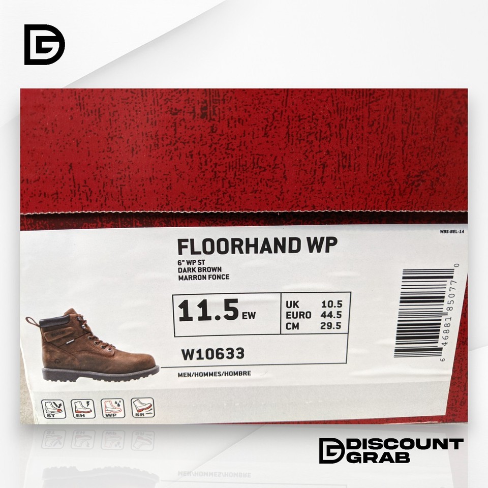 Wolverine Men's Floorhand Waterproof 6" Work Boot - Size 11.5 (W10633 ...