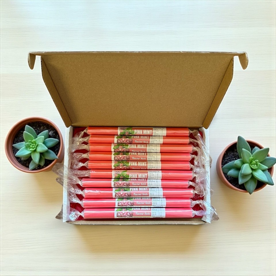 10 X Pink Pint Rock Sticks Handmade Uk Made British Traditional Candy ...