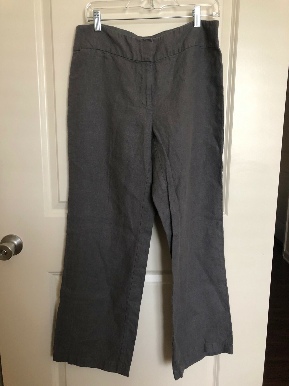 EILEEN FISHER 100% Linen Gray Wide Leg Pants, Petite 12P | eBay