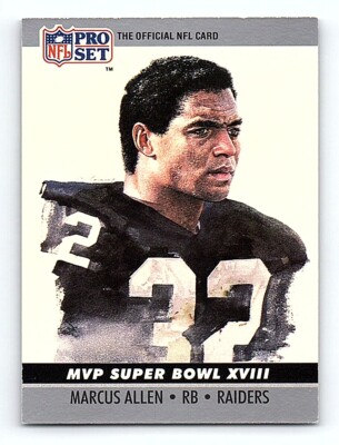 1990 Pro Set Marcus Allen Los Angeles Raiders #18 MVP Super Bowl XVIII ...