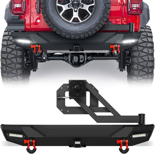 Rear Bumper w/ Spare Tire Carrier for 2018-2024 Jeep Wrangler JL JLU ...