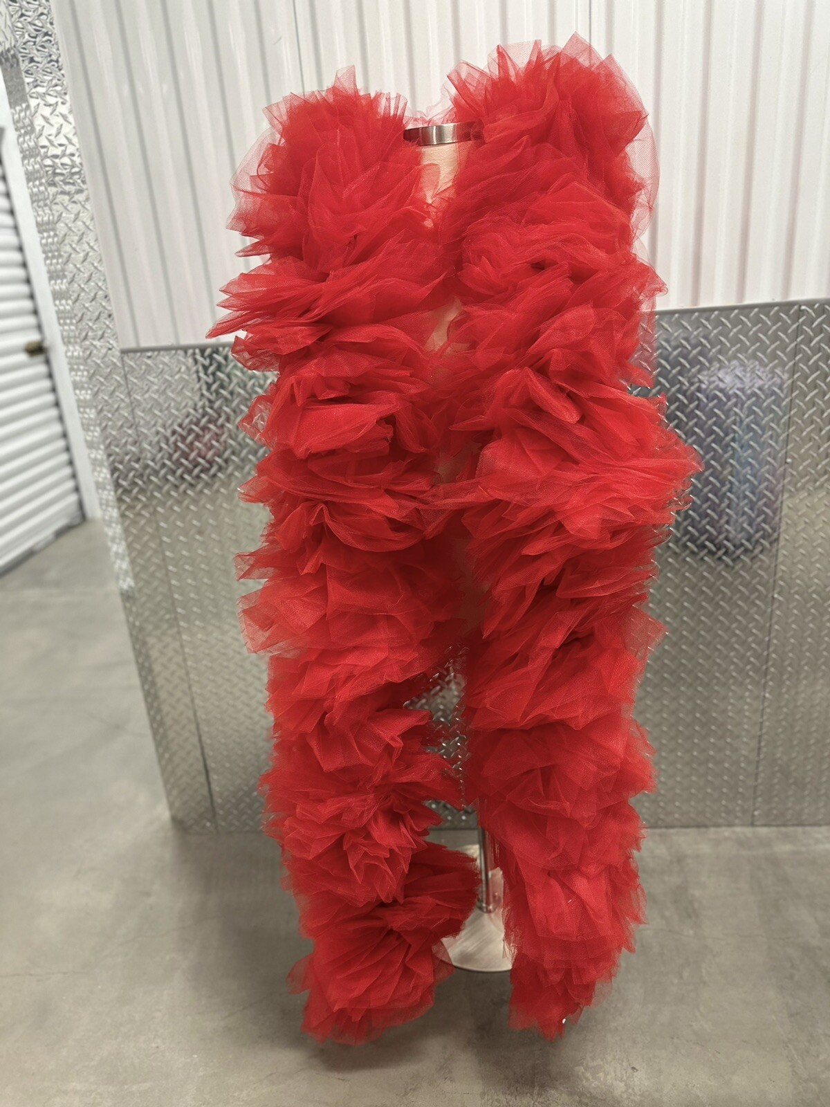 12 Foot Red Boa Burlesque Drag Dance Vegan Tulle Clubbing Diva Disco ...