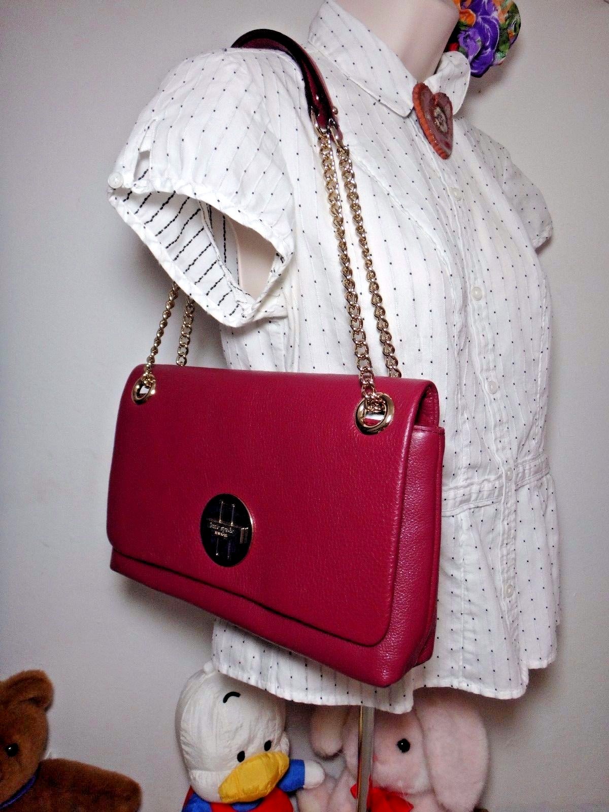 NWT Kate Spade Cynthia Town Road Flap Leather Shoulder Bag, Red Plum | eBay