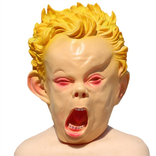 Masquerade Halloween Latex Creepy Cry Baby Mask Prank Party Cosplay ...