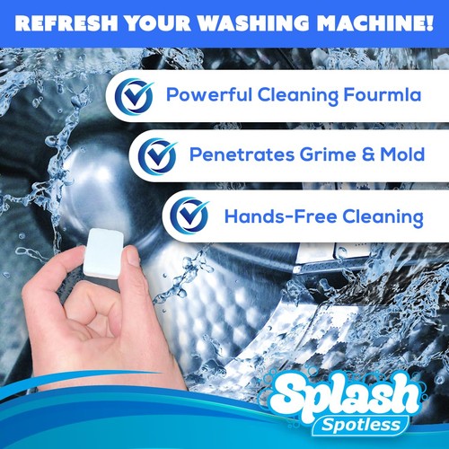 Splash Spotless Washing Machine Cleaner Tablets 6 Count Deep Cleaning ...