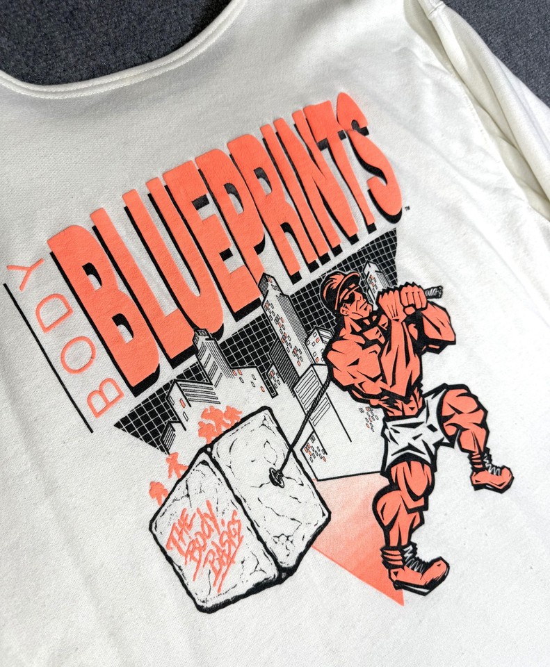 Vintage Body Blueprints Sweatshirt XXL Cropped 3/4 Sleeve Graphic 90s ...