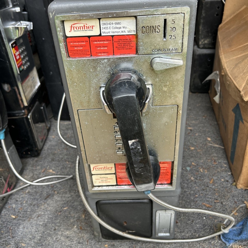 Vintage Black Phone Booth Payphone Push Button Telephone GTE Frontier ...