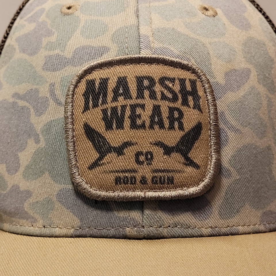 Marsh Wear Co Camo & Mesh Strap Back Trucker Hat Cap OSFM Adjustable ...
